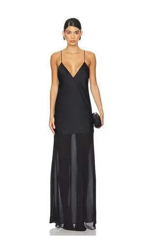 SEROYA Vienna Satin Maxi Dress - Black