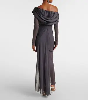 Christopher Esber Asymmetrical Sheer Silk Maxi Dress
