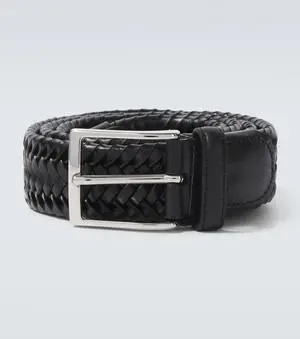 Rubinacci Braided Leather Belt - Black