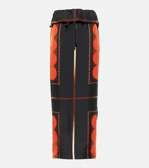 Khaite Khaite Lilila Printed Silk Maxi Skirt Orange