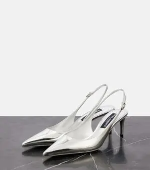 Dolce & Gabbana Metallic Leather Slingback Pumps