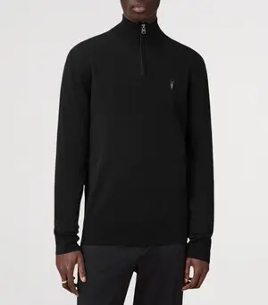 ALLSAINTS Kilburn Quarter-zip Ramskull Sweater - Black