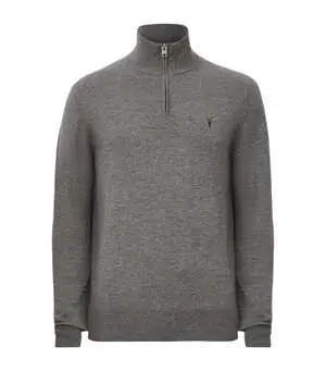 ALLSAINTS AllSaints Kilburn Quarter-Zip Ramskull Sweater Grey