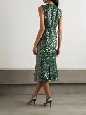 Erdem Embellished Sequined Chiffon Midi Dress
