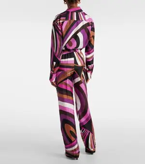 Emilio Pucci Iride High-rise Silk Twill Wide-leg Pants