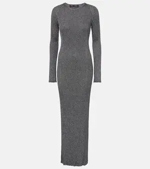 Proenza Schouler Joni Ribbed-knit Lame Maxi Dress - Silver