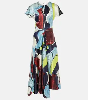 ROKSANDA Adriana Printed Satin Midi Dress - Multicoloured