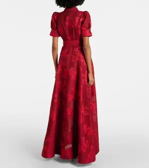 Rebecca Vallance Henrietta Belted Brocade Gown - Red