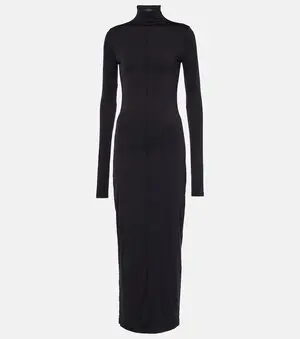 Wardrobe.NYC Ribbed High Neck Maxi Dress - Black