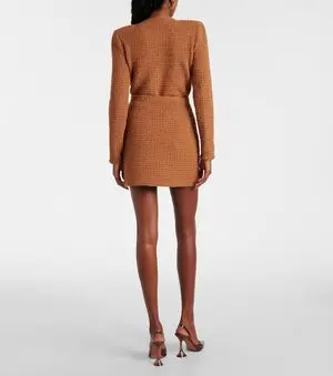 SELF-PORTRAIT Waffle-knit Embellished Pencil Skirt