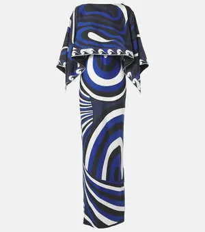 Emilio Pucci Iride Silk Slip Dress And Cape Set - Blue