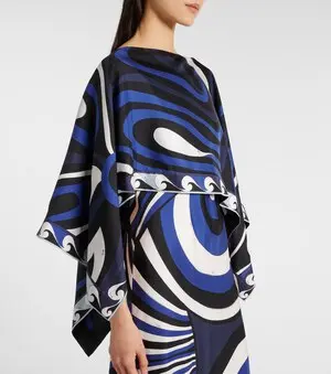 Emilio Pucci Iride Silk Slip Dress And Cape Set