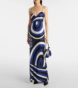 Emilio Pucci Iride Silk Slip Dress And Cape Set