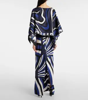 Emilio Pucci Iride Silk Slip Dress And Cape Set