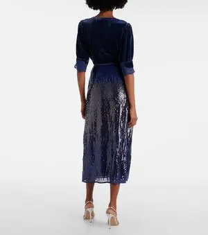Rixo Kelly Sequined Midi Skirt