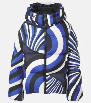 Emilio Pucci Navy Printed Down Jacket - Blue