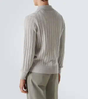 Brunello Cucinelli Ribbed-knit Cashmere Polo Sweater