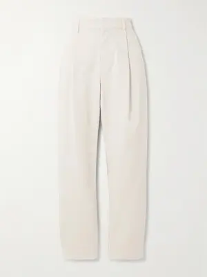 Brunello Cucinelli Pleated Cotton-blend Twill Tapered Pants