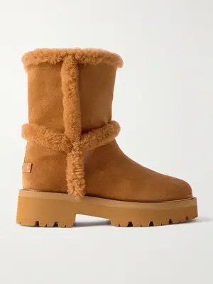 AQUAZZURA Teddi Shearling Trimmed Suede Ankle Boots