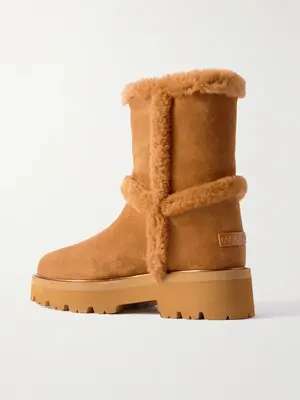 AQUAZZURA Teddi Shearling Trimmed Suede Ankle Boots