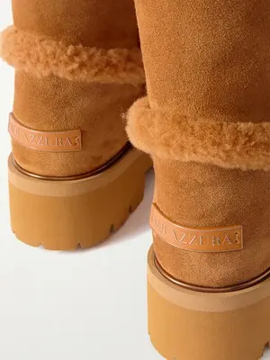 AQUAZZURA Teddi Shearling Trimmed Suede Ankle Boots