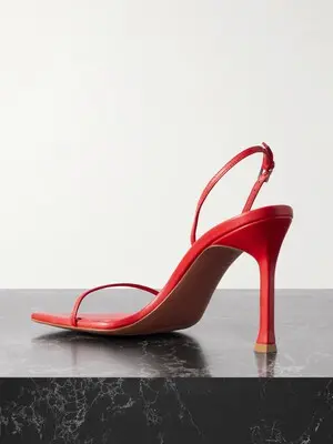 Amina Muaddi Maya Leather Sandals - Red