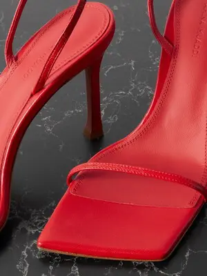 Amina Muaddi Maya Leather Sandals - Red