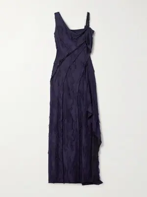 JASON WU Asymmetric Fil Coupé Woven Maxi Dress - Blue