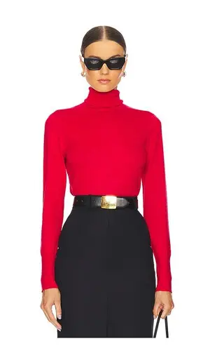 L'Agence Flora Turtleneck Top - Red