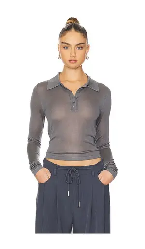 Lioness Long Sleeve Polo Shirt - Grey
