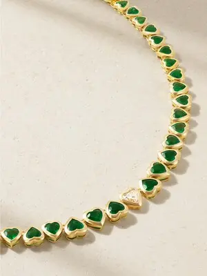 Shay 18-karat Gold, Emerald And Diamond Necklace - Green