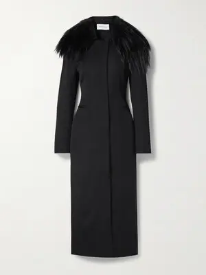 16Arlington Alotta Shearling-trimmed Wool-twill Coat - Black