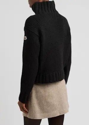 Moncler Wool-blend High Neck Jumper With Appliqu
