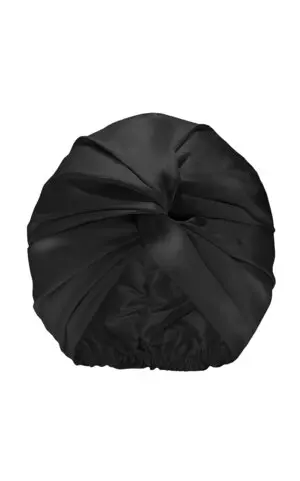 Slip Silk Hair Wrap With Twisted Detail - Black