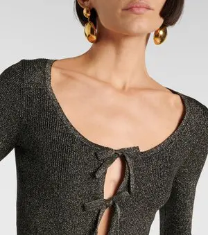 GANNI Ribbed Metallic Logo Top - Multicoloured