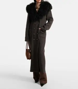Magda Butrym Shearling-trimmed Cashmere Coat