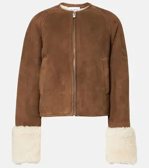 Alaïa Shearling-trimmed Suede Jacket - Brown