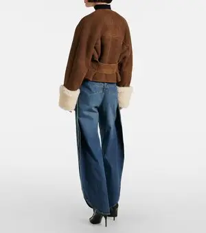 Alaïa Shearling-trimmed Suede Jacket