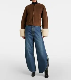 Alaïa Shearling-trimmed Suede Jacket