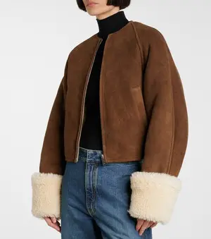 Alaïa Shearling-trimmed Suede Jacket