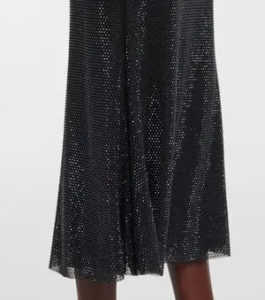 SELF-PORTRAIT Rhinestone-embellished Midi Dress - Black