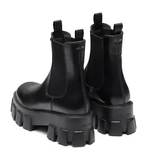 Prada Leather Monolith Ankle Boots