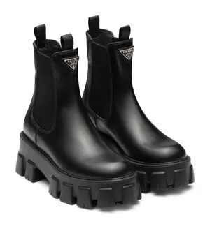 Prada Leather Monolith Ankle Boots