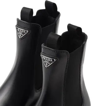 Prada Leather Monolith Ankle Boots