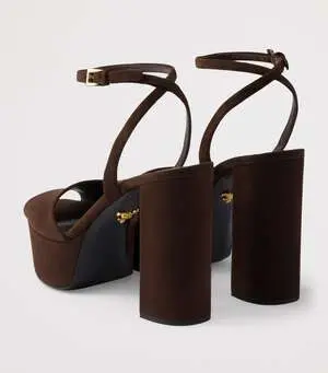 Prada Suede Platform Sandals - Brown