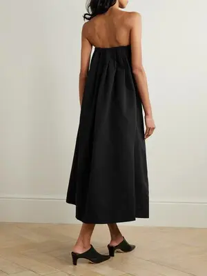 Staud Kennedy Strapless Cotton-blend Grosgrain Midi Dress