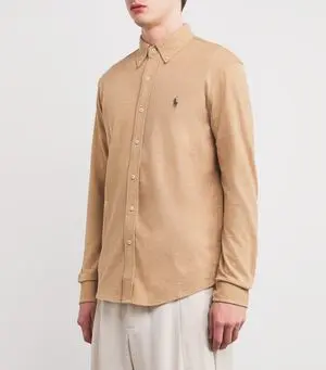 Polo Ralph Lauren Cotton Featherweight Mesh Logo Shirt - Beige