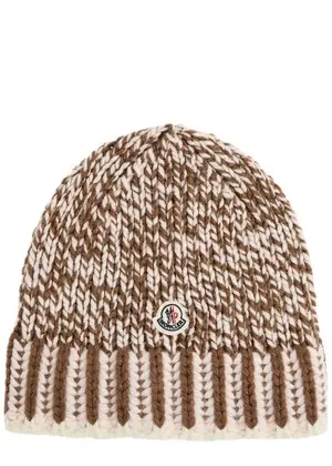 Moncler Mouliné Wool-blend Beanie - Brown