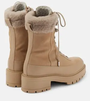 AQUAZZURA Very Cortina Shearling-trimmed Ankle Boots