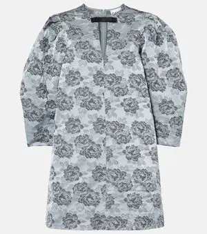 GANNI Floral Jacquard Mini Dress In Illusion - Blue